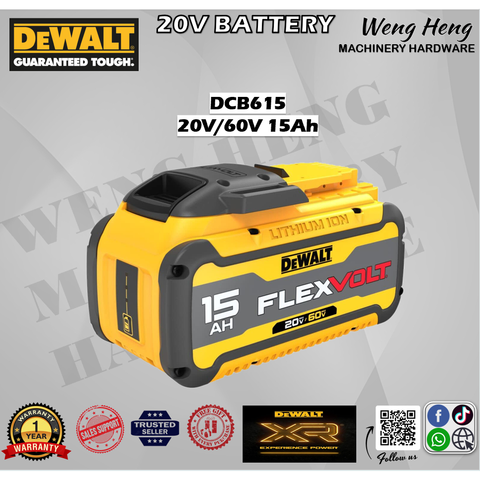 DEWALT 20V/60V MAX* FLEXVOLT® 15AH BATTERY - DCB615 | Shopee Malaysia
