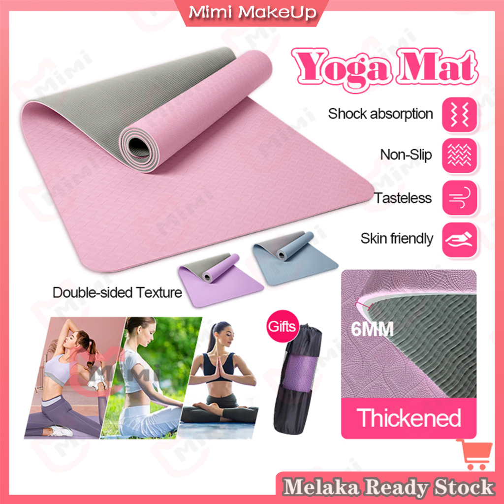 🔥Yoga Mat 6MM TPE Soft High Non-Slip Density Extra Thick Yoga Mat Anti ...