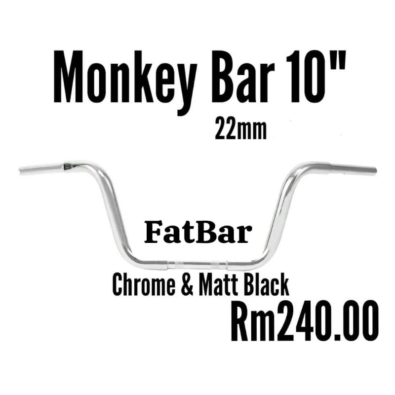 Monkey Bar 10 inch 22mm Handle Bar Chopper Fat Bar Xv535 Jaguh | Shopee ...