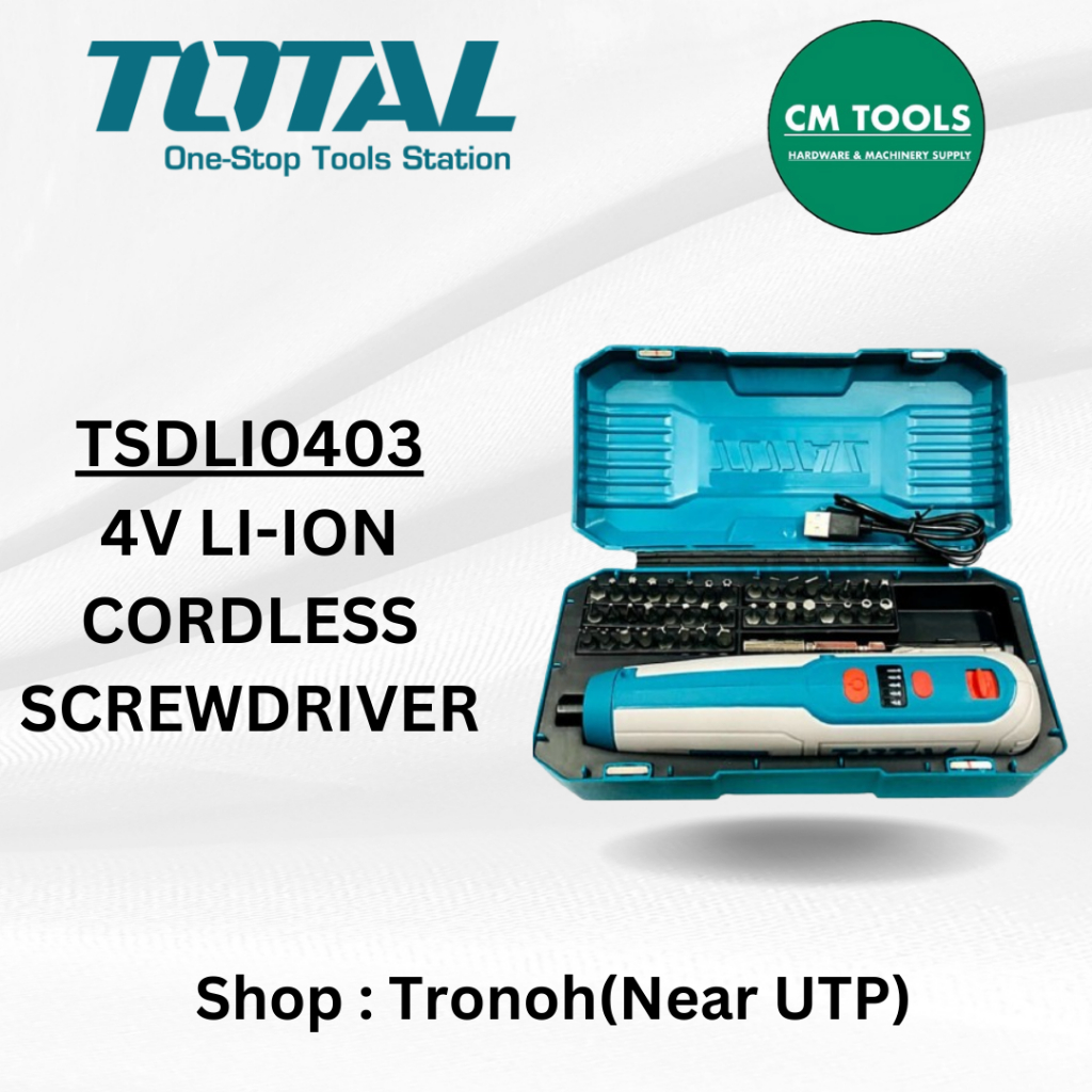 TOTAL TSDLI0403 Li-Ion 4V Cordless Screwdriver / Battery Screwdriver | Shopee Malaysia