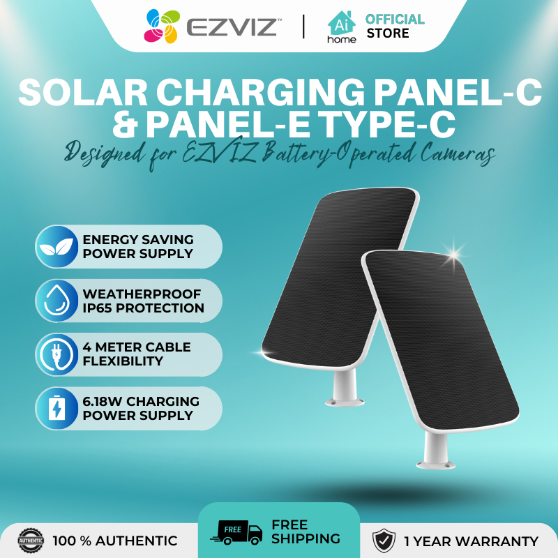 EZVIZ Solar Charging Panels -E & -C for Battery Cameras Type-C ...