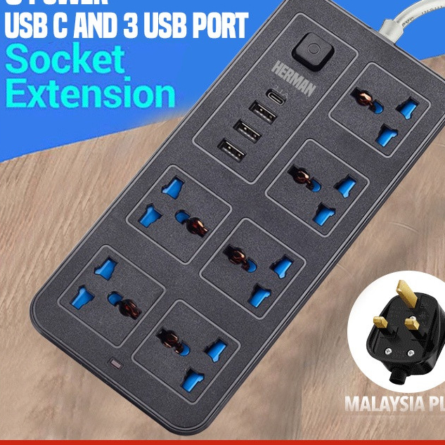 Electric sockets 6 Power Socket Extension wire USB Ports Power Strip ...