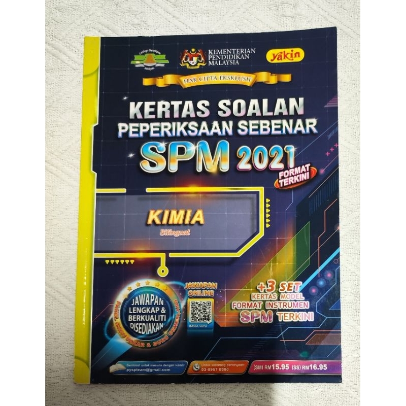 preloved book Kertas Soalan Peperiksaan Sebenar SPM 2021 Kimia | Shopee Malaysia