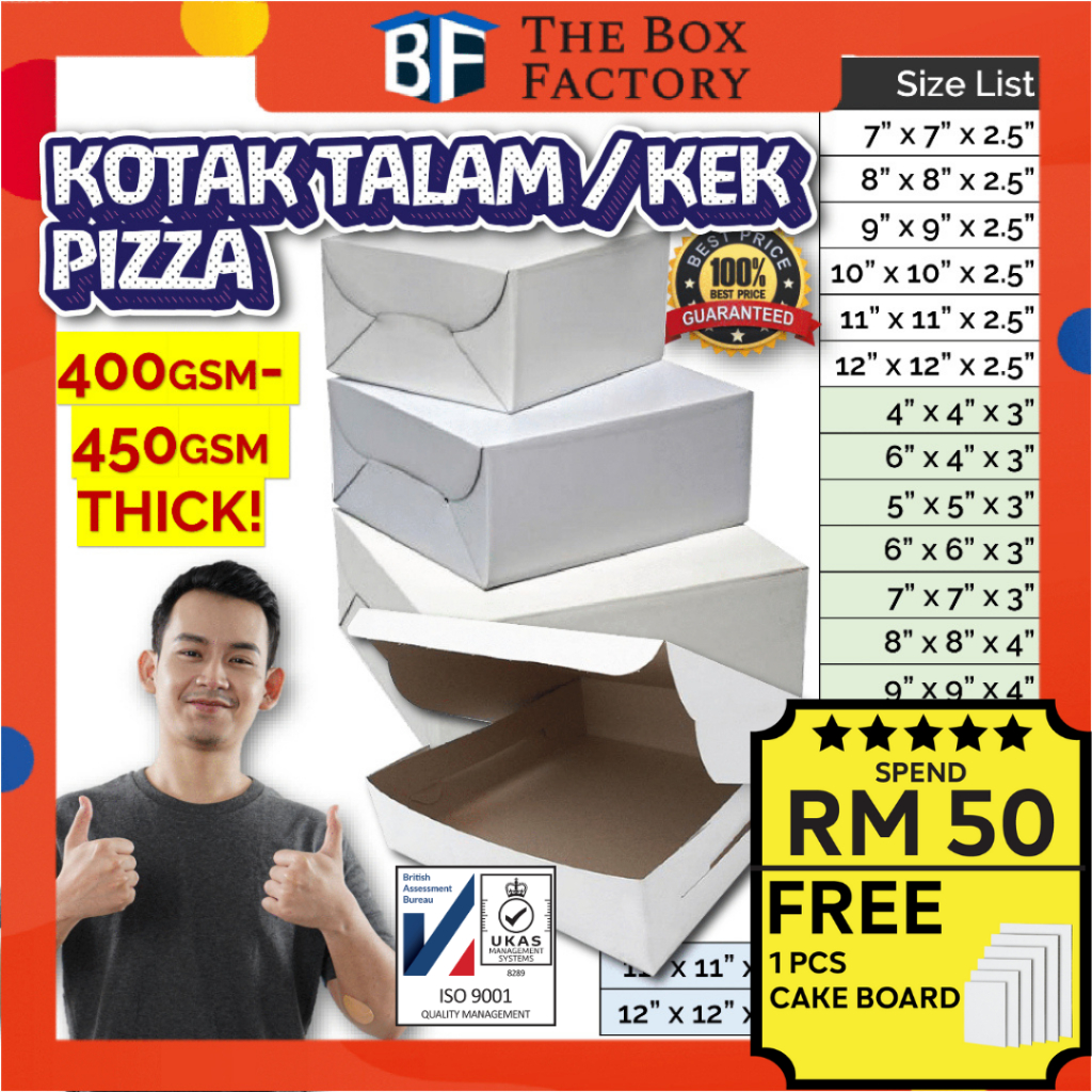 Cake Box Talam Box 💪🏻EXTRA THICK Pizza Box / Kotak Kuih Talam / Kotak ...
