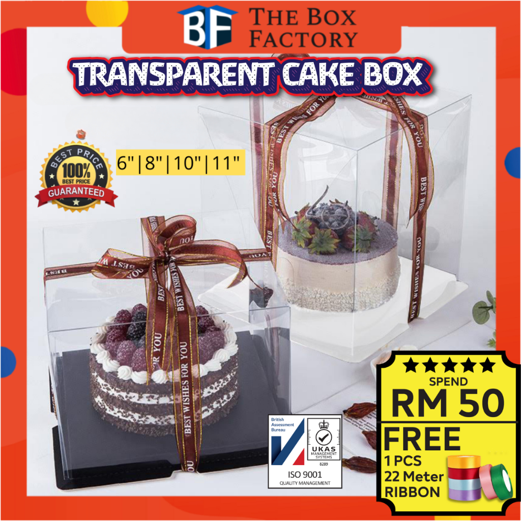 Transparent Cake Box 6/8/10/11.5inch Heighten Kotak Hantaran Kotak Kek ...