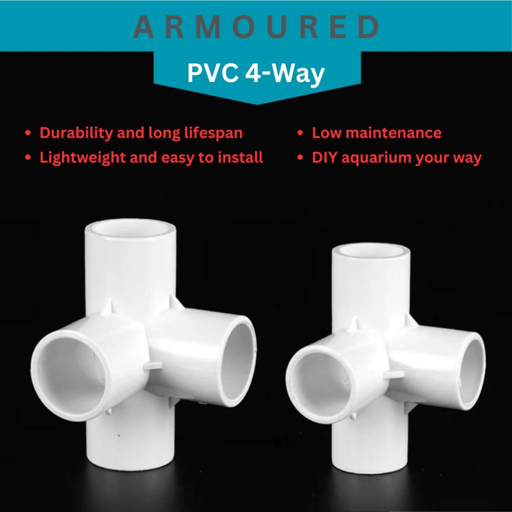 PVC 4 Way Joint Pipe Fitting Connector for DIY Aquarium Fish Tank Pond ...