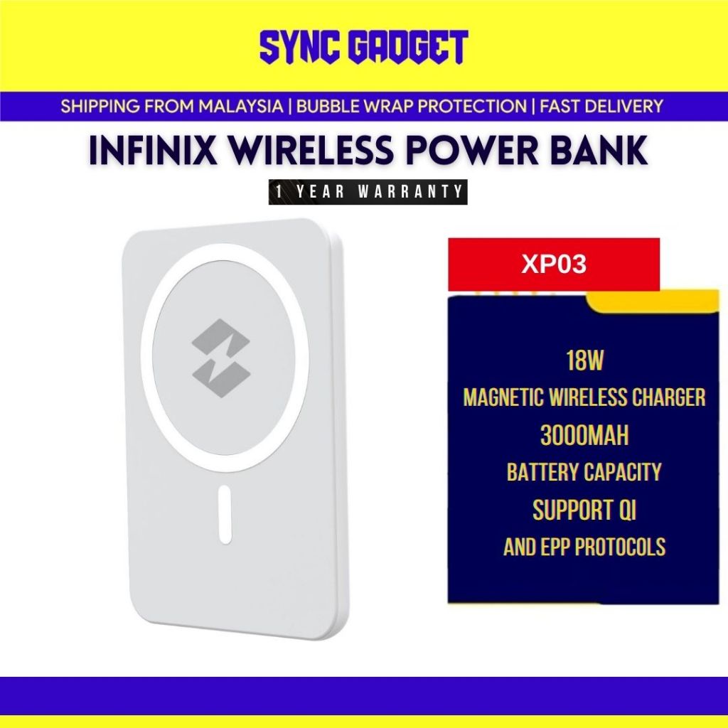 Infinix XP03 | 2in1 Charging Wireless Magnetic Charging Powerbank | 18W ...