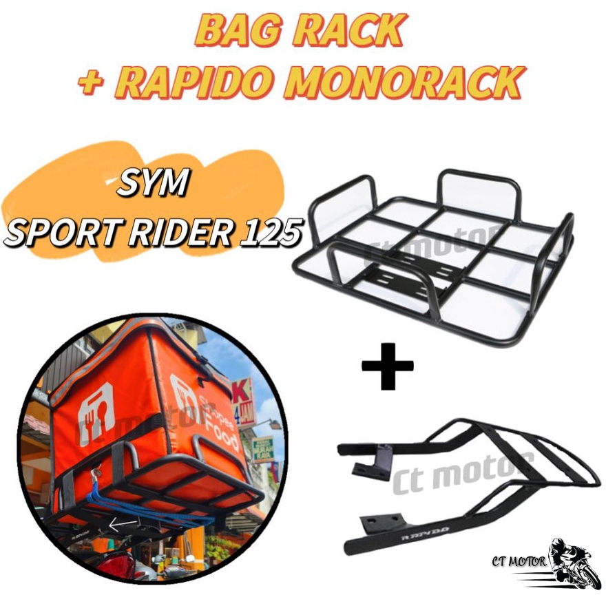 ct motor SYM SPORT RIDER 125 RACK Rapido Monorack + Beg Penghataran ...