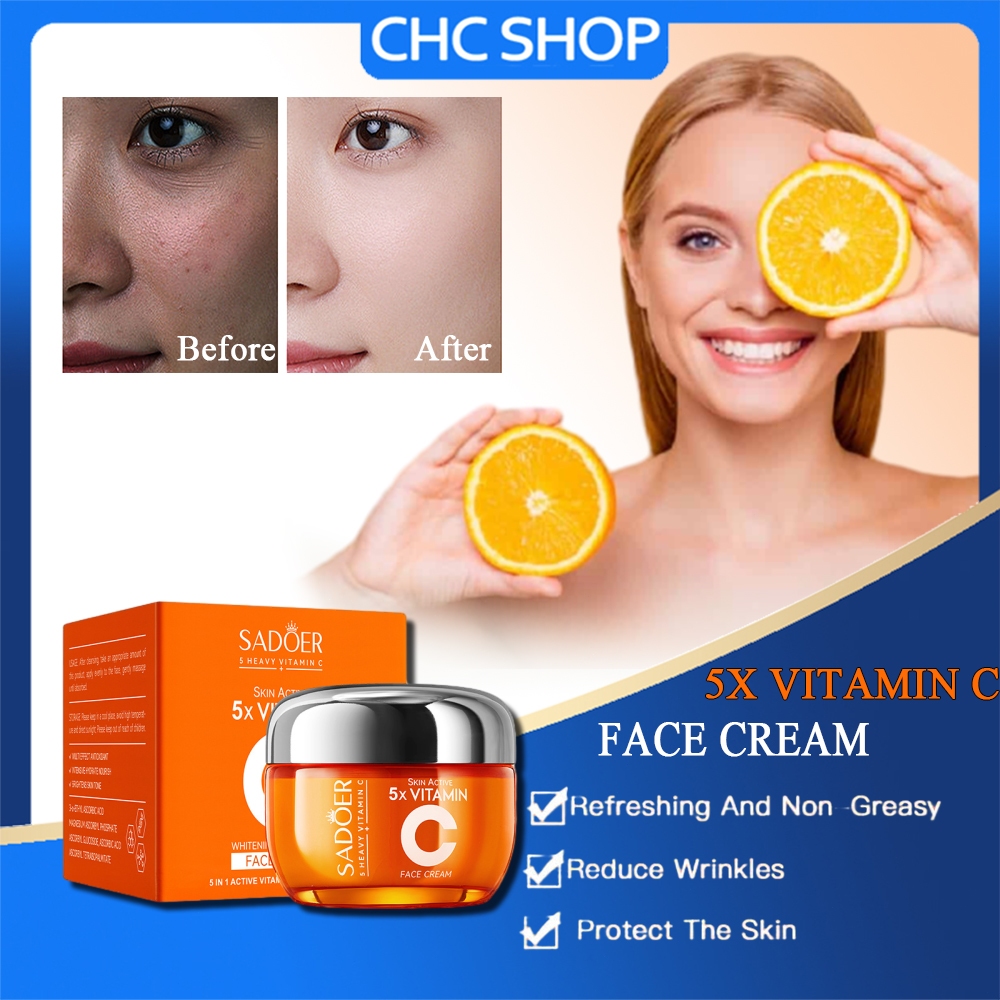 SADOER 5X VITAMIN C FACE CREAM Whitening Brightening Face Cream Niacinamide Anti-Oxidant Hydrate ...