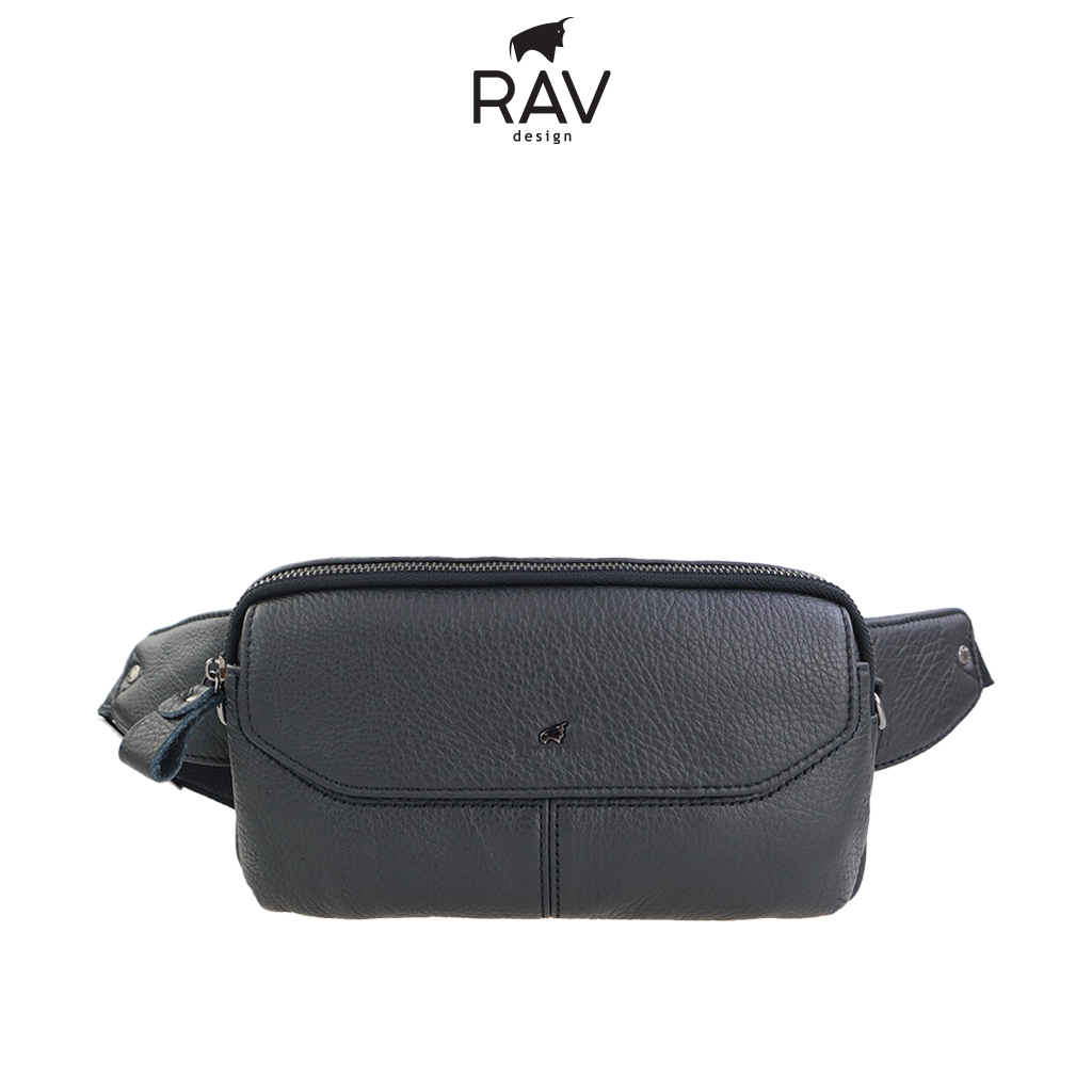 RAV DESIGN Men's Sling Bag / Genuine Leather / Black / RVC511G1 ...