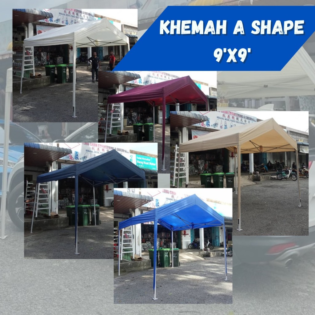 KHEMAH A SHAPE FORDABLE SAIZ 9FT X 9FT BESI PUTIH HEAVYDUTY | Shopee ...