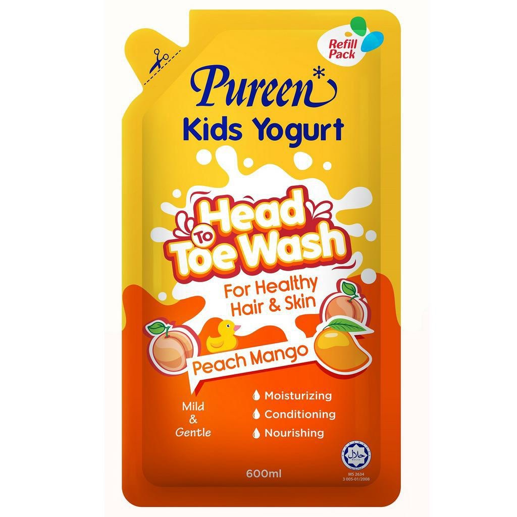 Pureen Kids Peach mango Head to Toe Wash Refill (600ml) | Shopee Malaysia