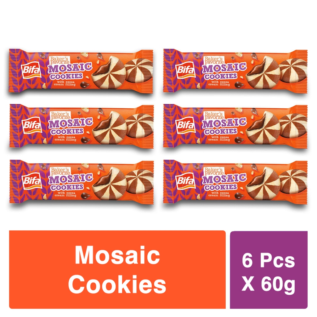 Bifa Mosaic Cookies with Cocoa Cream Filling 60g (Pack of 6) | Shopee ...