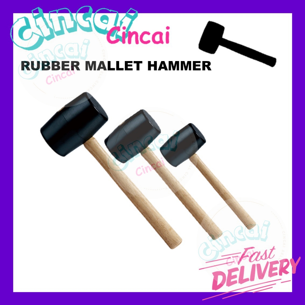 Domino Wood Handle Rubber Mallet Hammer Getah 16oz / 24oz / 32oz ...