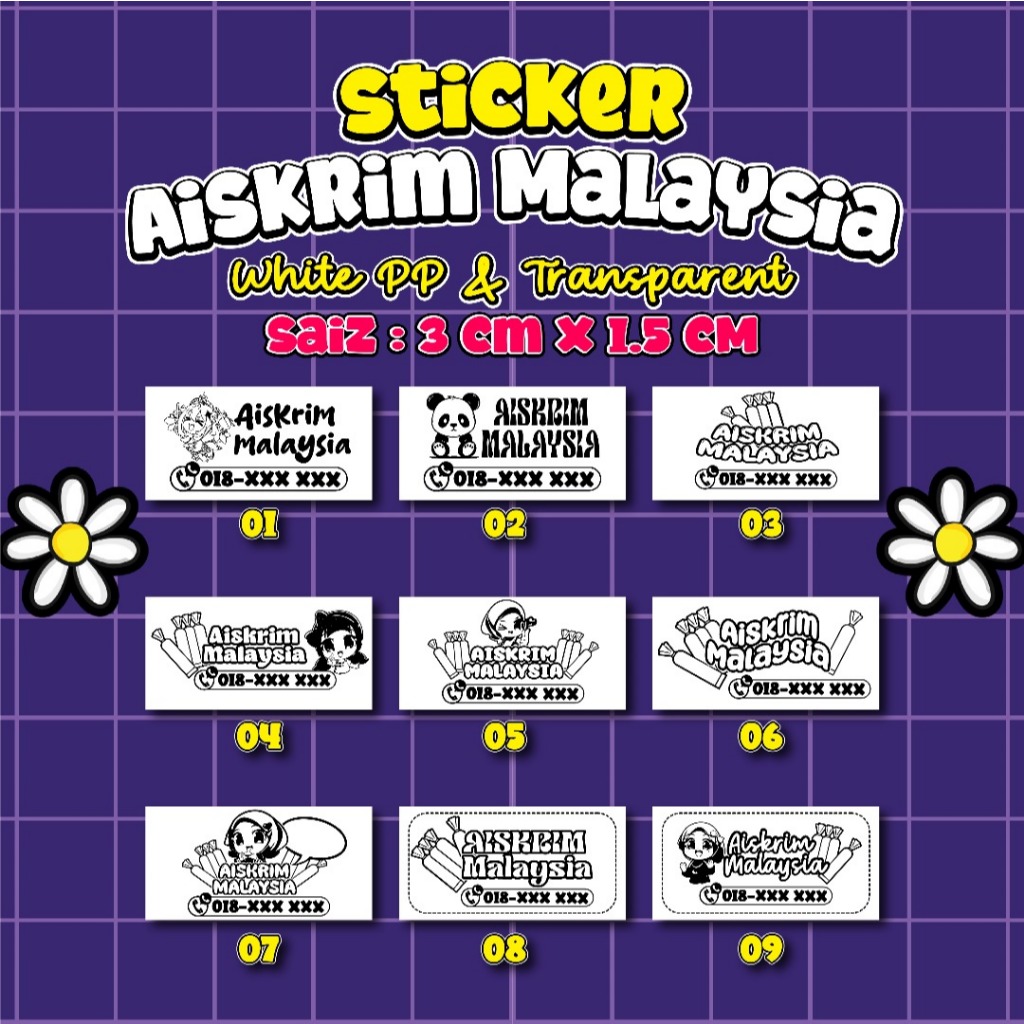 279 PCS Fast Print Sticker Aiskrim Malaysia Ice Cream Sticker ...