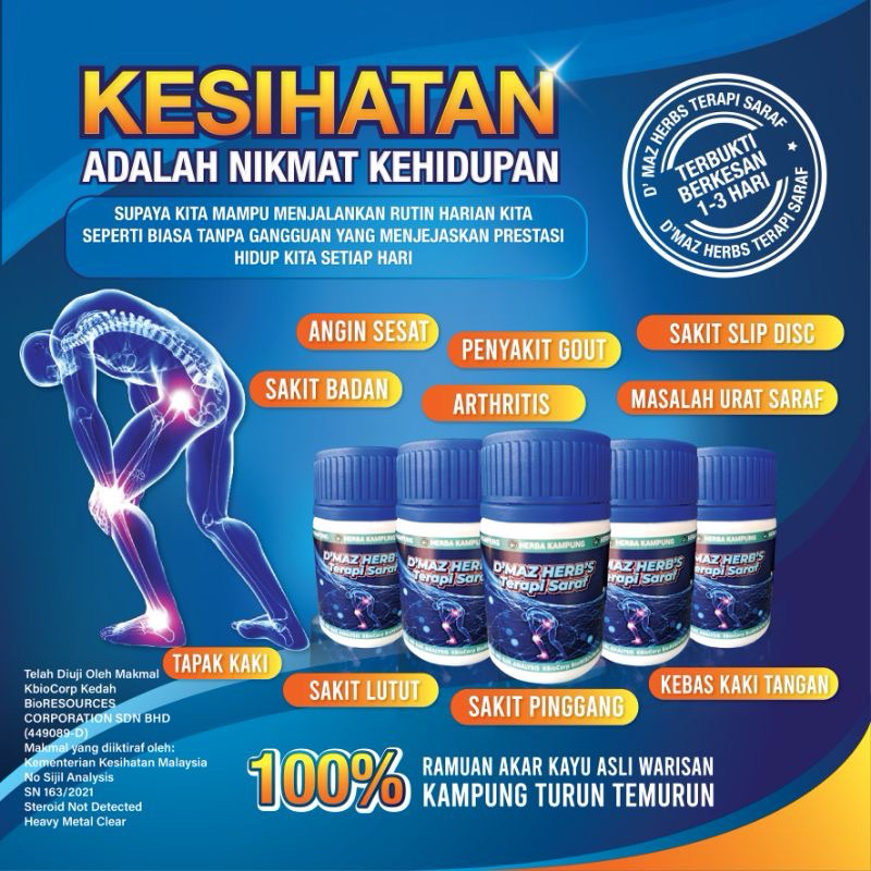 Terapi Saraf D'MAZ HERBS 100% ORIGINAL HQ 🔥| SN 163/2021 Herba Kapsul ...