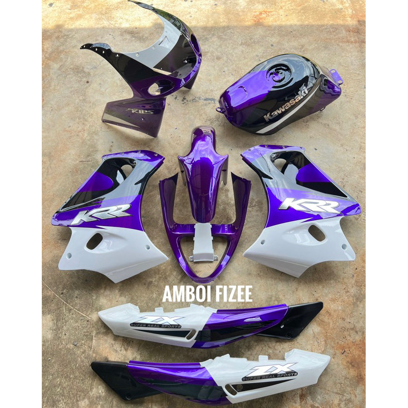 KAWASAKI RR150 COVERSET RR150 MALAYSIA LOLIPOP PURPLE HITAM CUSTOM DESIGN | Shopee Malaysia