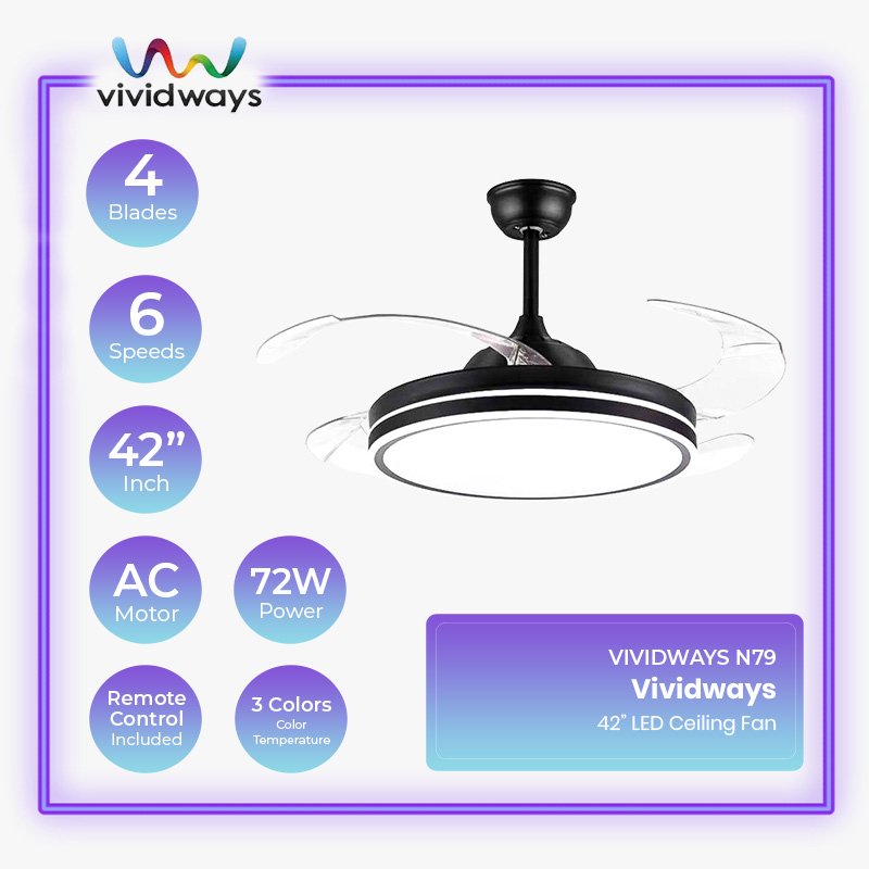 K2 VIVIDWAYS LED CEILING FAN (N79) LED LIGHTS 3 COLORS | Shopee Malaysia