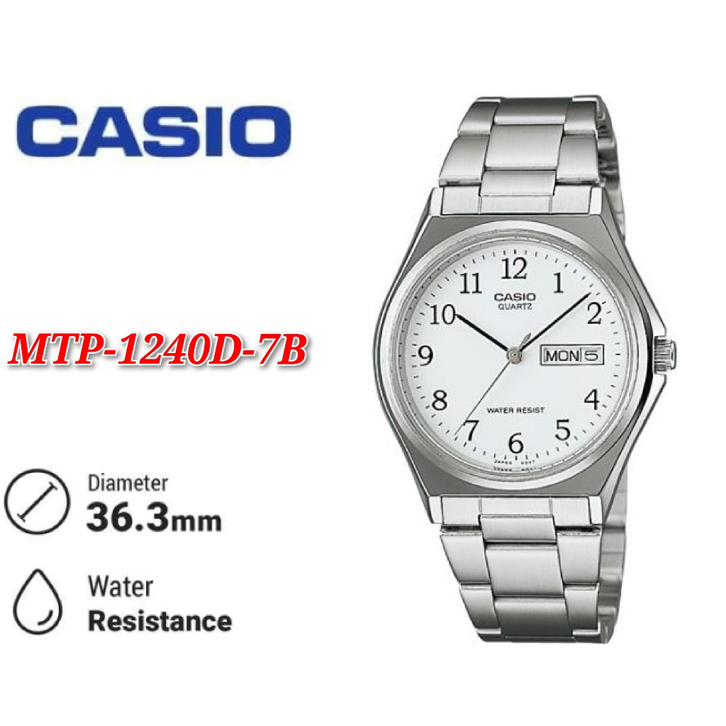 Casio General MTP-1240D-7B Silver Stainless Steel Band Men Watch | Shopee Malaysia