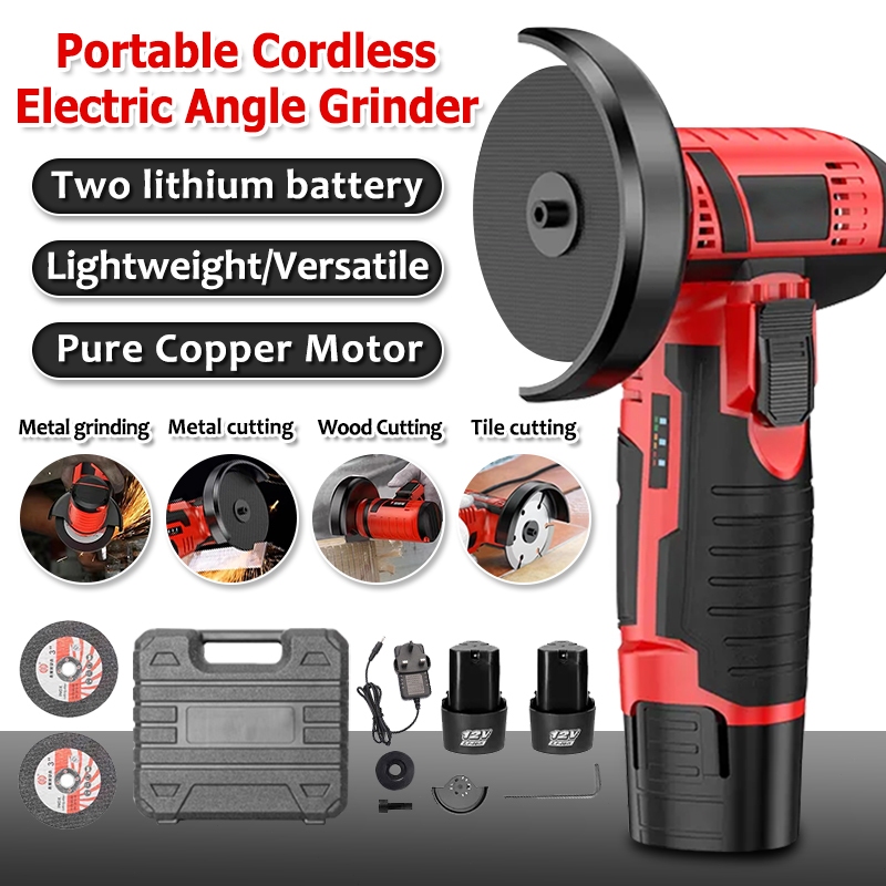 800W Portable Cordless Angle Grinder 12V 3 Inch Mini Electric Angle ...