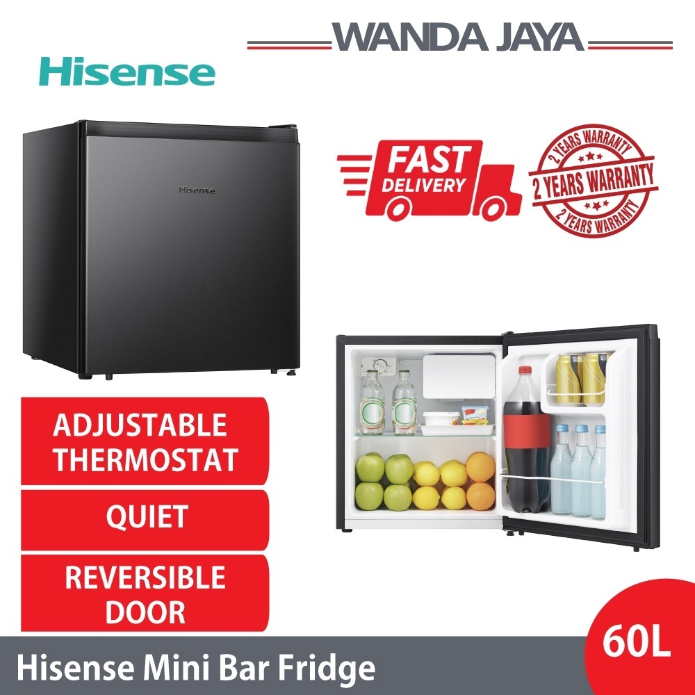 Hisense Mini Bar 60L Mini Fridge RR60D4ABN BLACK (Refrigerator Peti Ais ...