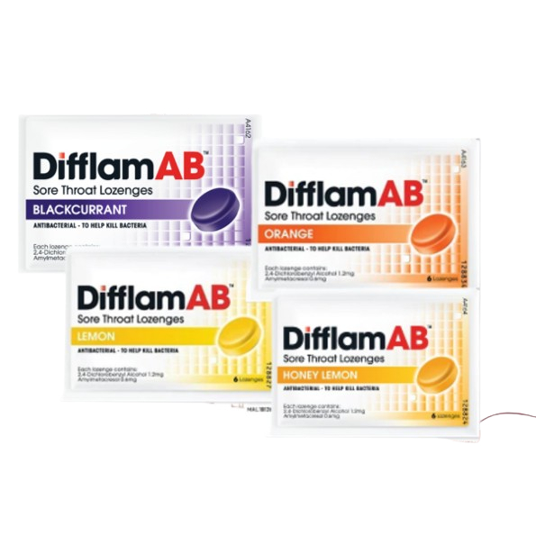 DIFFLAM AB Sore Throat Lozenges Antibacterial Blackcurrant / Orange ...