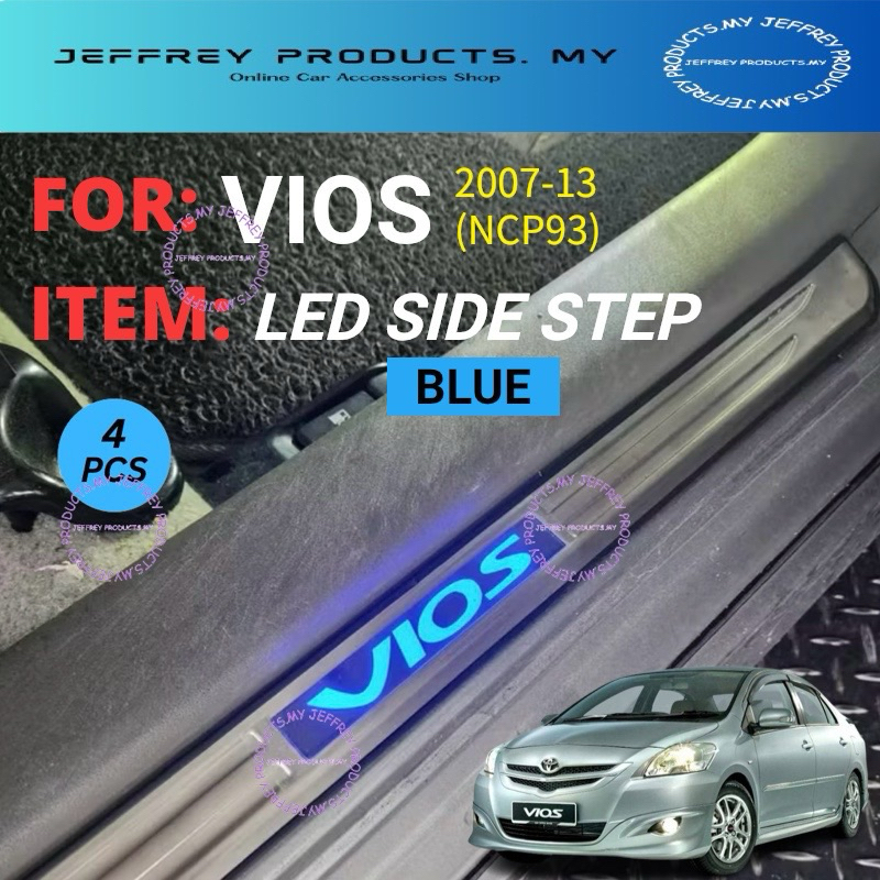 Toyota Vios NCP93 2007-2013 LED Door Sill Plate Side Protector BLUE LED ...