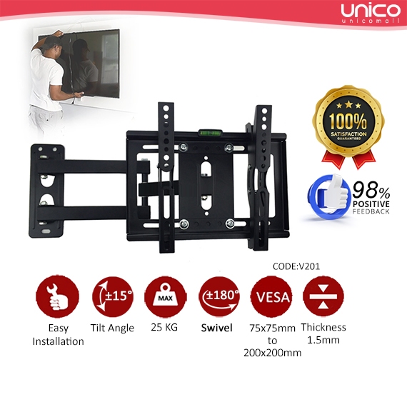 14"-42" Professional 180 Degree Swivel TV Wall Mount | Shopee Malaysia