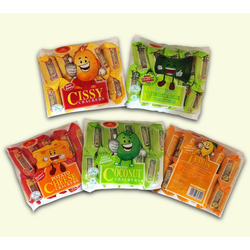 CROWNA EXTRA POTATO CISSY CRACKERS 32G X 10 PACKS BISCUITS COCONUT ...