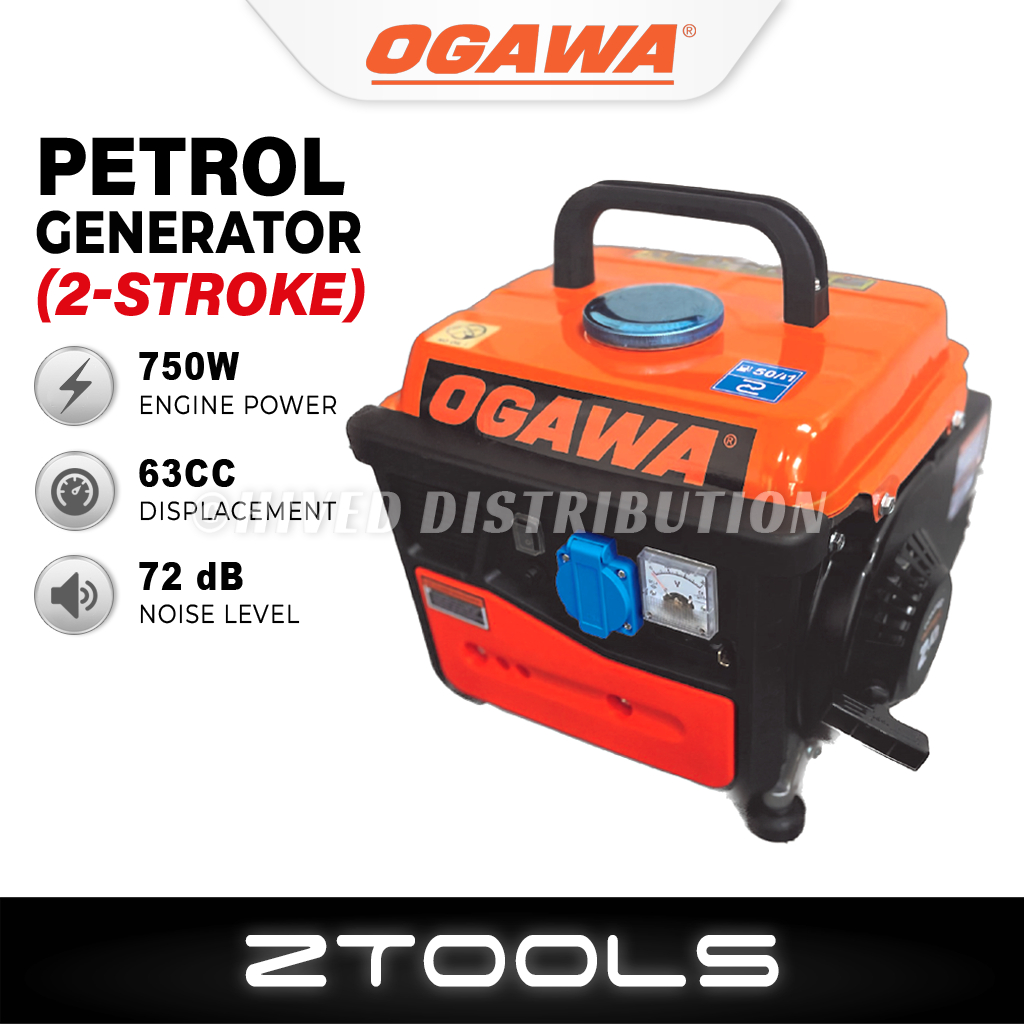 OGAWA 750W/ 63cc Gasoline Generator 2-Stroke 2HP Engine Petrol ...