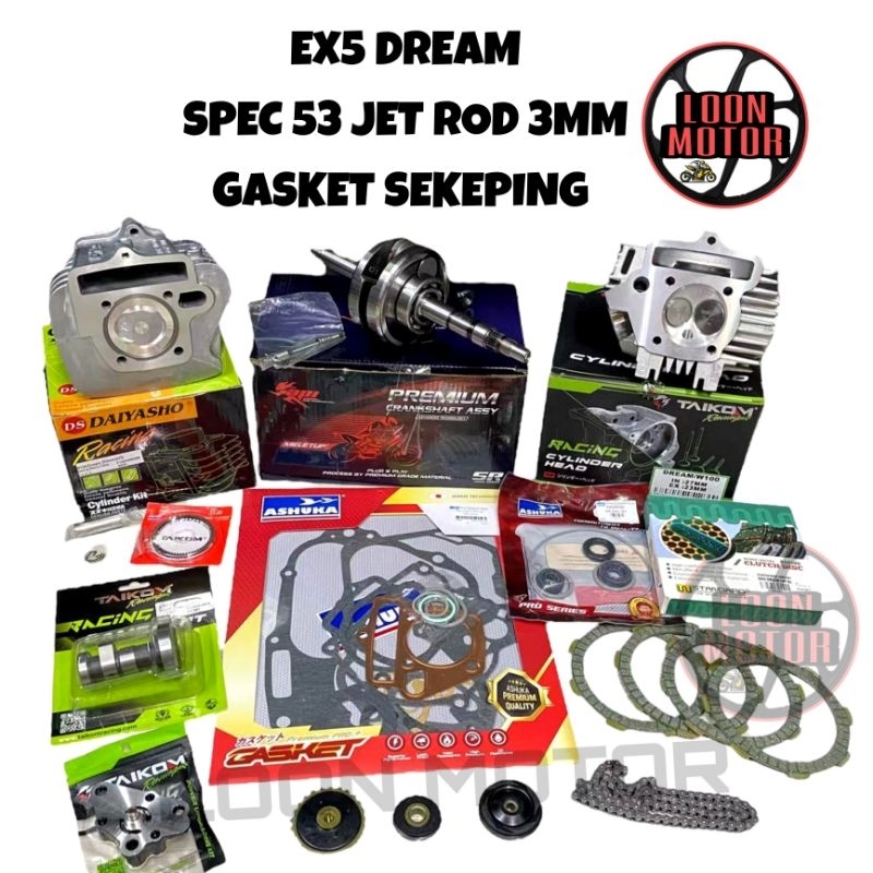 Ex5 Dream Racing Combo Package Spec 53mm Jet Rod 3mm Gasket Sekeping ...