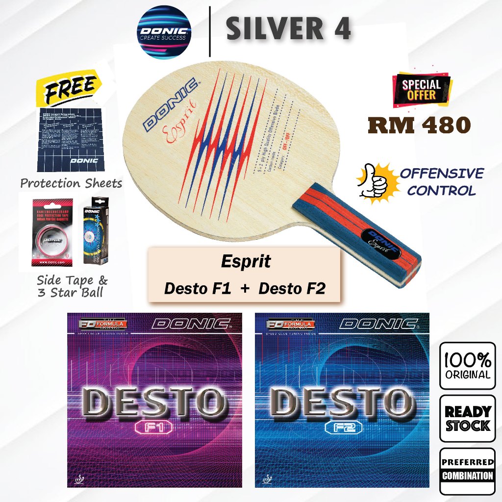 Donic Silver Combination Set 4 Perfect Control Table Tennis Setup ...