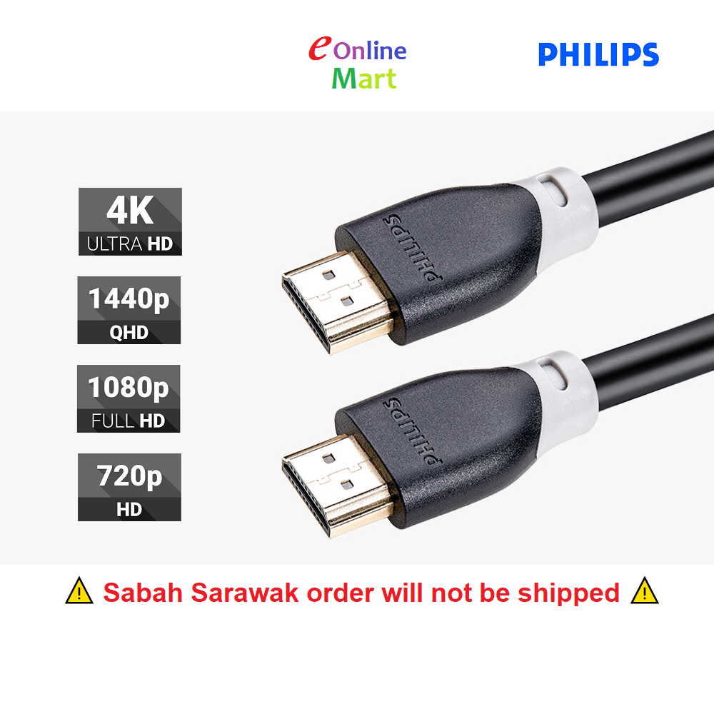 Philips Original HDMI 2.0 Cable (4K UHD 3D ARC HDCP 2.2) Full HD 2K 4K ...