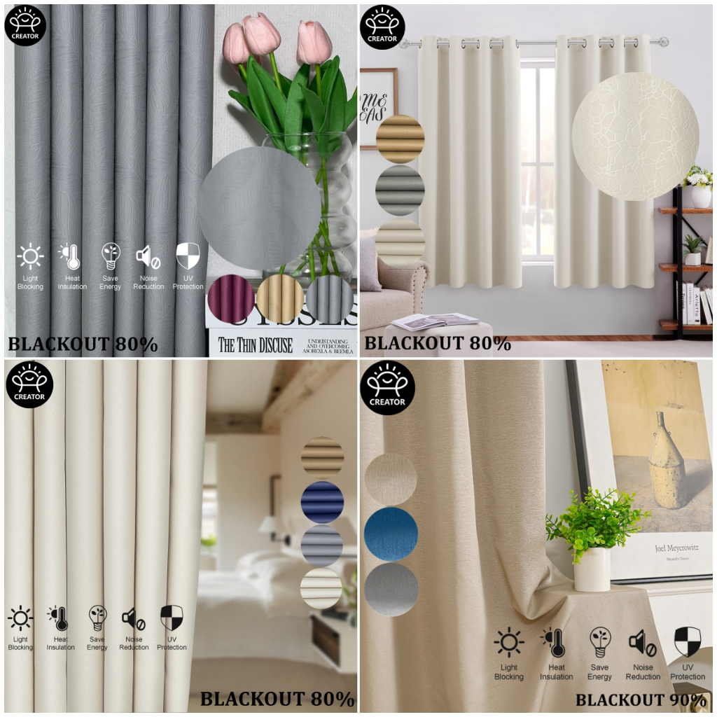 Blackout Curtain Plain Color Curtain Window Sliding Door Langsir Luxury ...