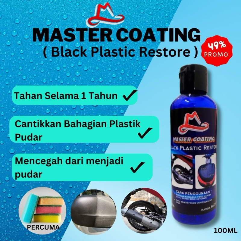 Master Coating Black Plastic Restore Pemulihan & Pemeliharaan Cat Plastik hitam Untuk Kereta ...