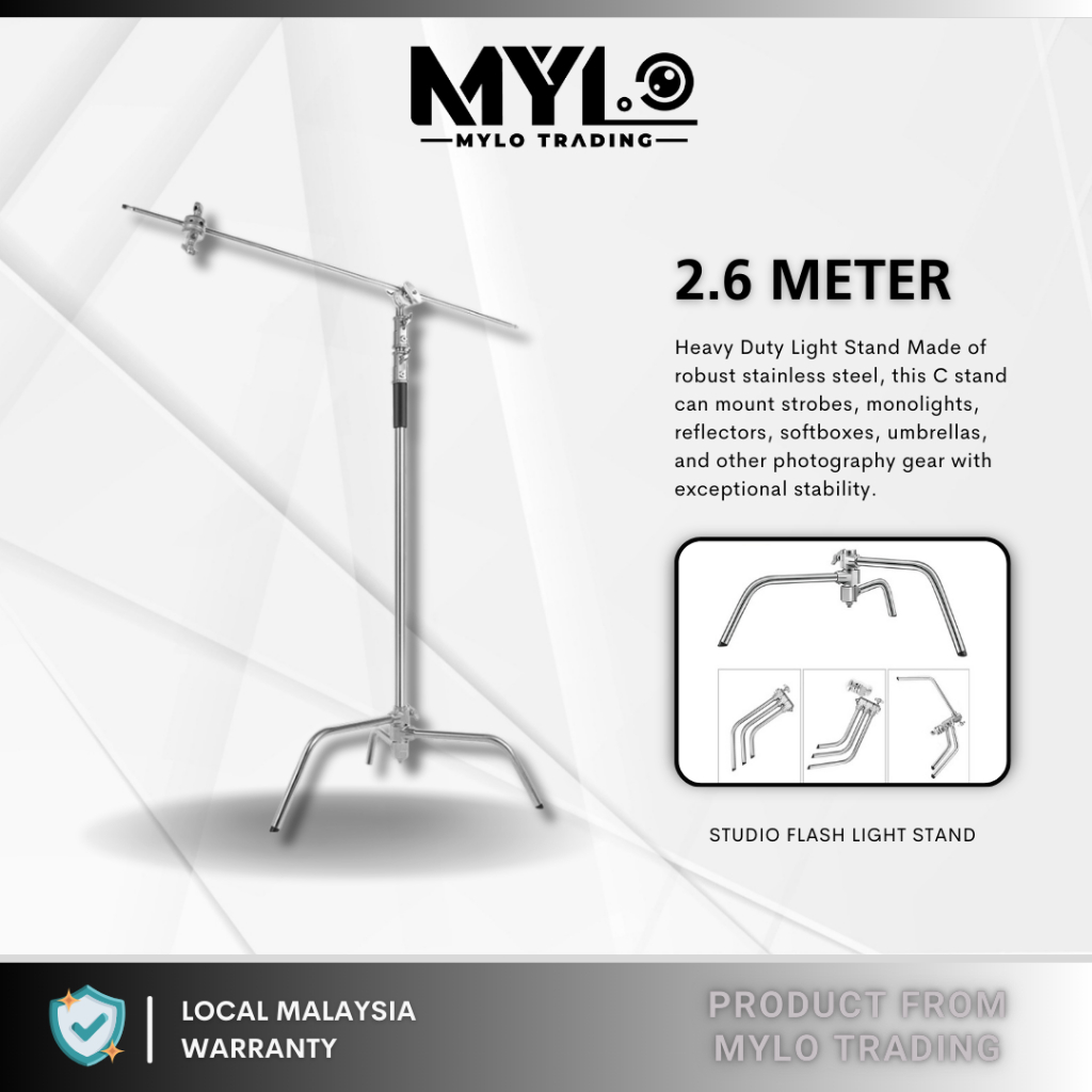 Heavy Duty C Stand with Boom Arm and Grip 2.6 Meter | Shopee Malaysia