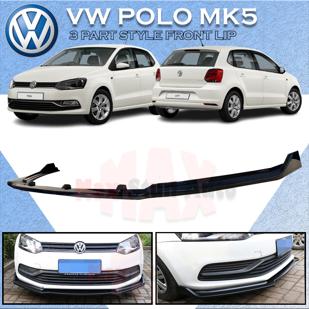 VOLKSWAGEN POLO MK5 2011-2018 FRONT LIP 3PARTS FRONT LIP BUMPER SKIRT ...