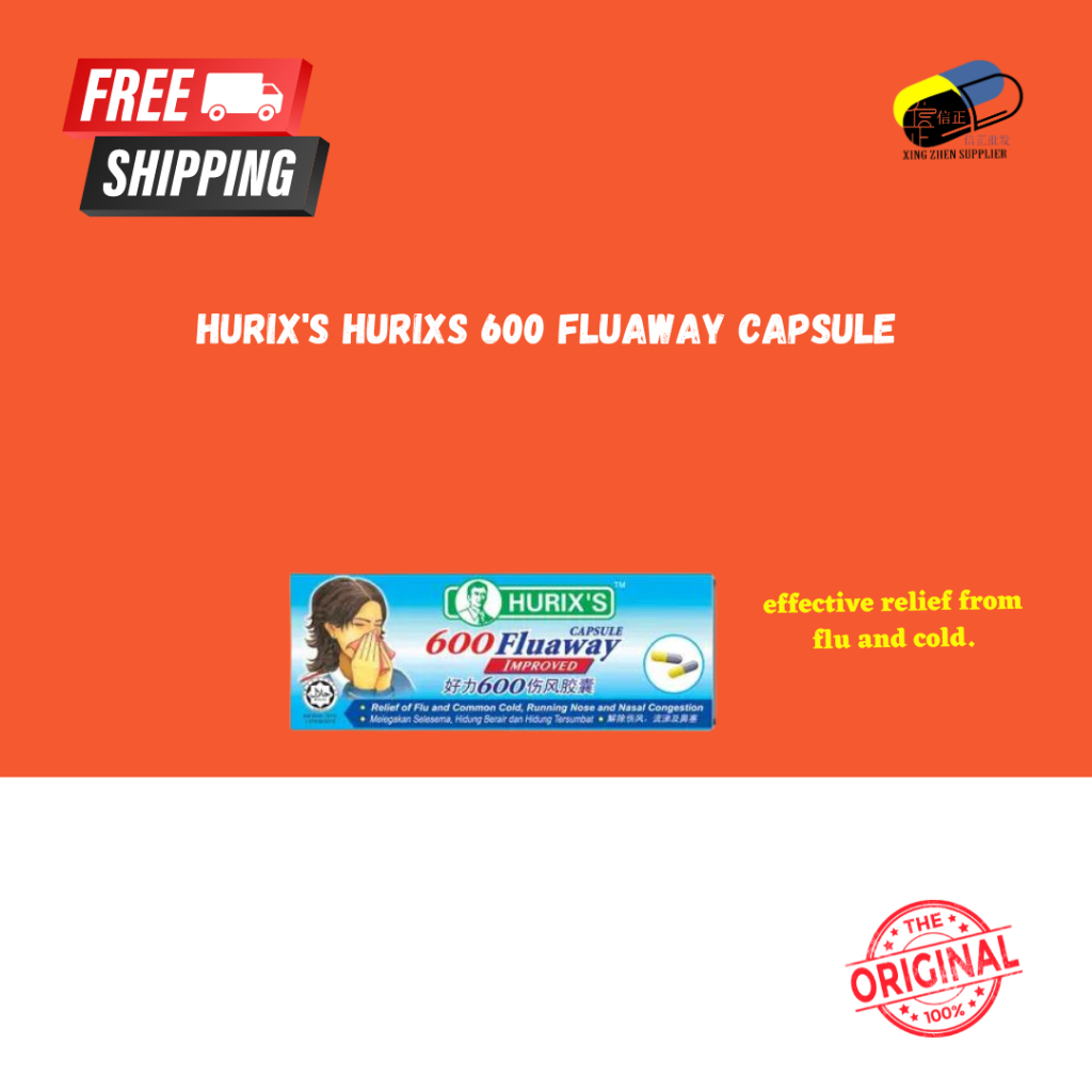 HURIX'S HurixS 600 Fluaway Capsule 好力600伤风丸 6's (Relief of flu and cold ...