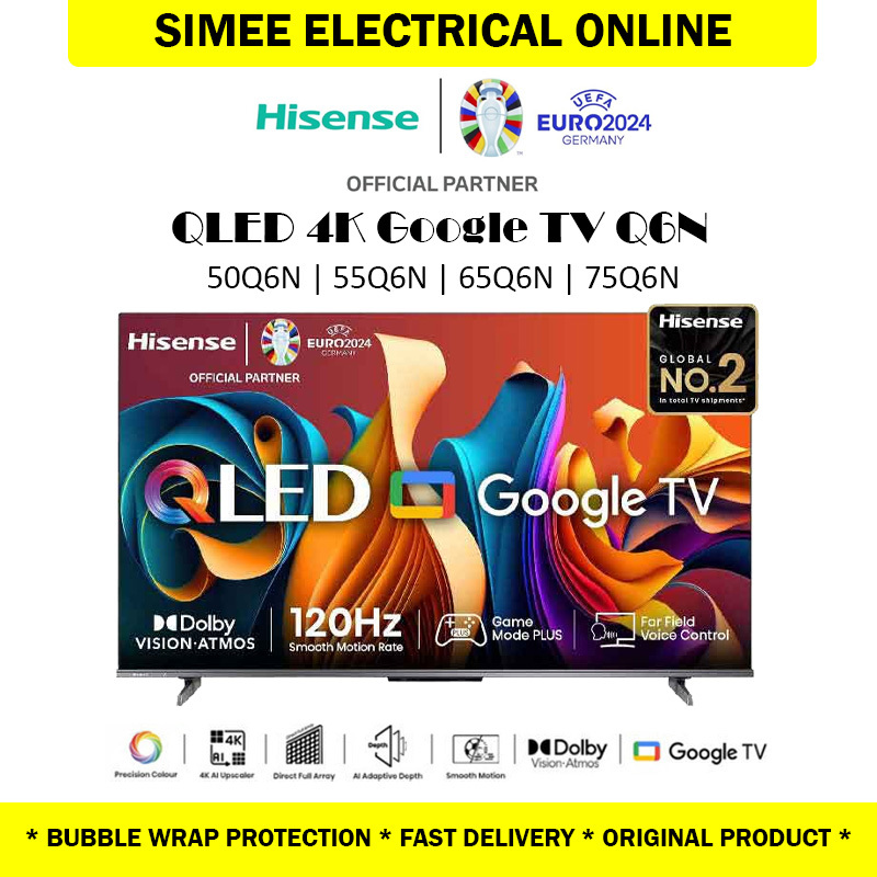 [NEW] Hisense Q6N 55" 65" 75" Inch QLED 4K Google TV UHD Google TV ...