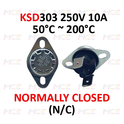 KSD303 250V 10A Thermostat Thermal Switch Manual Reset Normally Closed ...