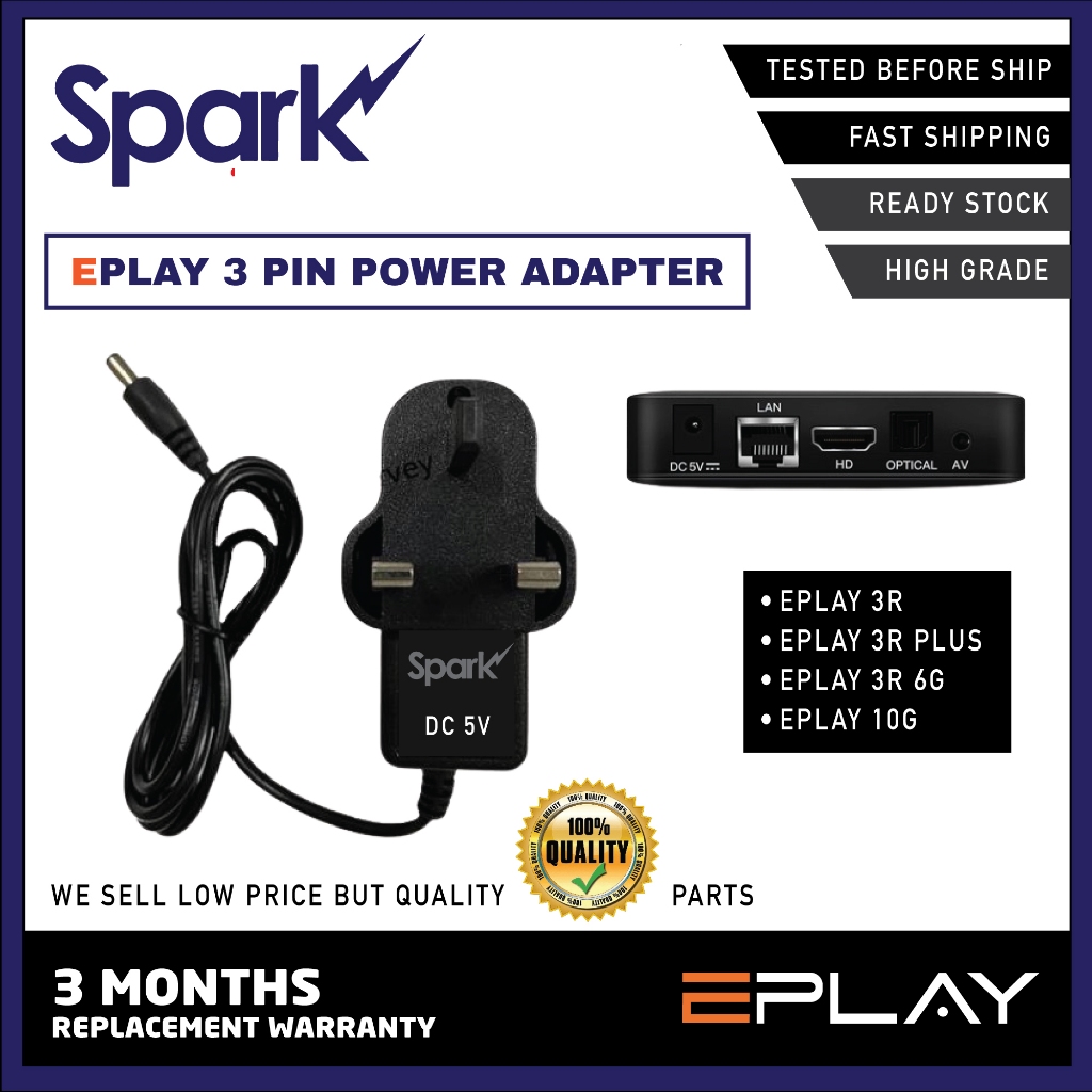 EPLAY 3R 3RPLUS 3R6G 10G ORIGINAL 3 PIN AC POWER CHARGER POWER ADAPTER ...