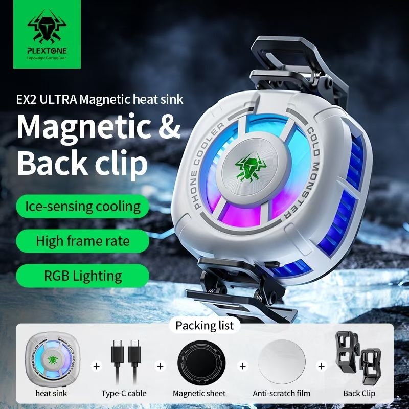 Plextone EX2 ULTRA RGB Mobile Phone Cooler Radiator Semiconductor Game ...
