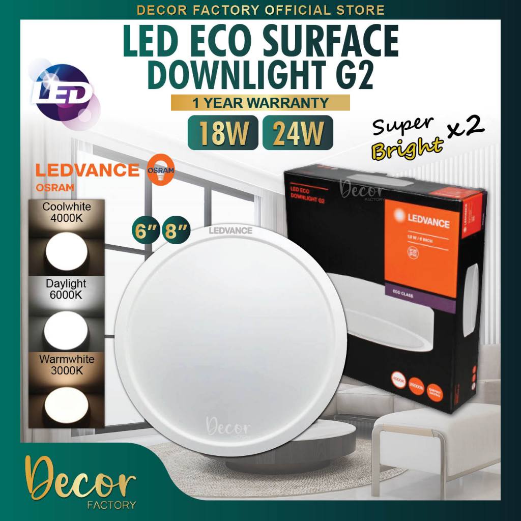 OSRAM LEDVANCE G2 LED Surface Downlight 6" 18W | 8" 24W Surface Mounted ...