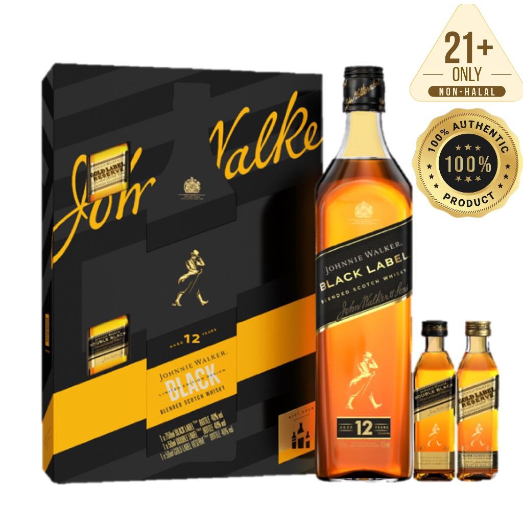 Johnnie Walker Black Label 12 Years Whisky 700ml + Johnnie Walker Miniatures | Shopee Malaysia