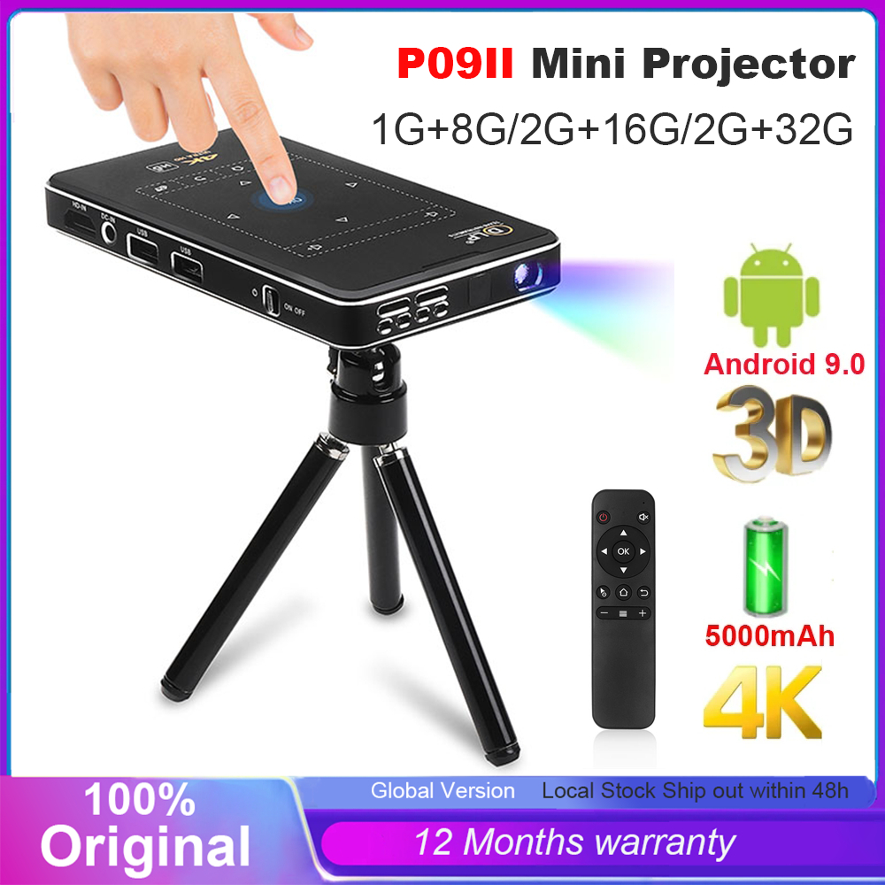 DLP P15 Mini Projector P10II P09 4K Full HD Portable Projector Android 9.0 Home Cinema Miracast ...