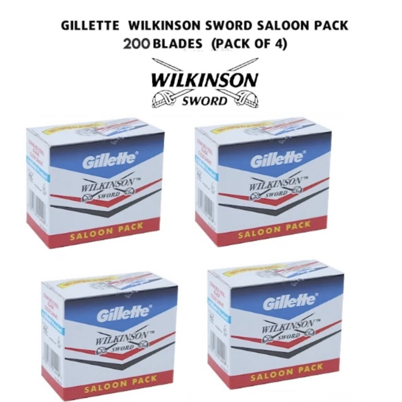 Gillette Wilkinson Sword Saloon Pack 200 Blade ( Pack of 4) | Shopee ...