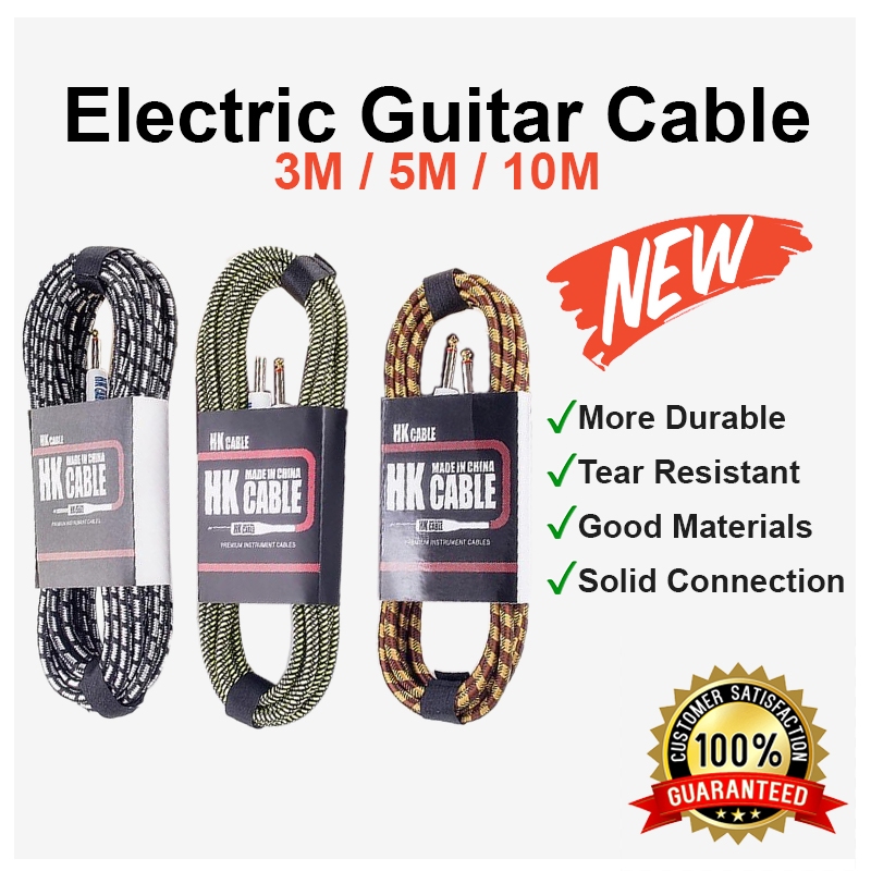Guitar Cable 3M 5M 10M - No Noise Cable For Acoustic Electric Bass ...