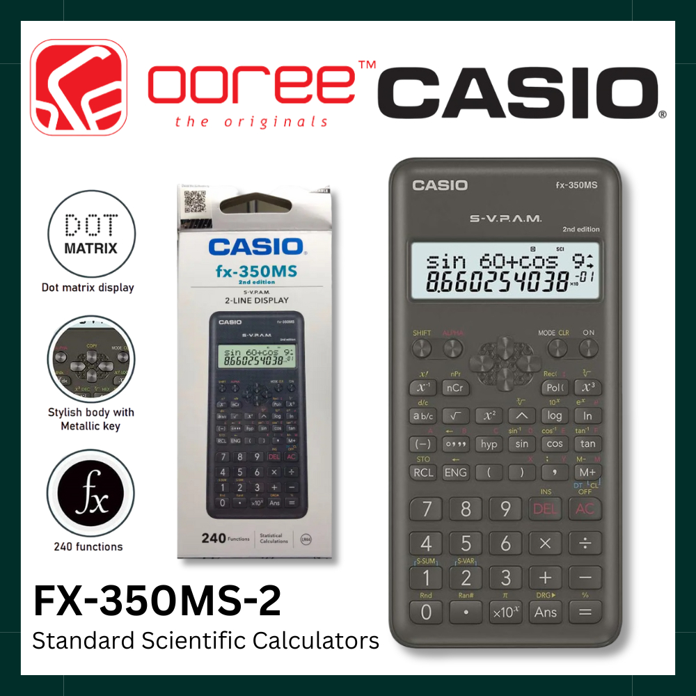 CASIO FX-350MS-2 STANDARD SCIENTIFIC CALCULATOR (2ND EDITION) WITH 2 ...