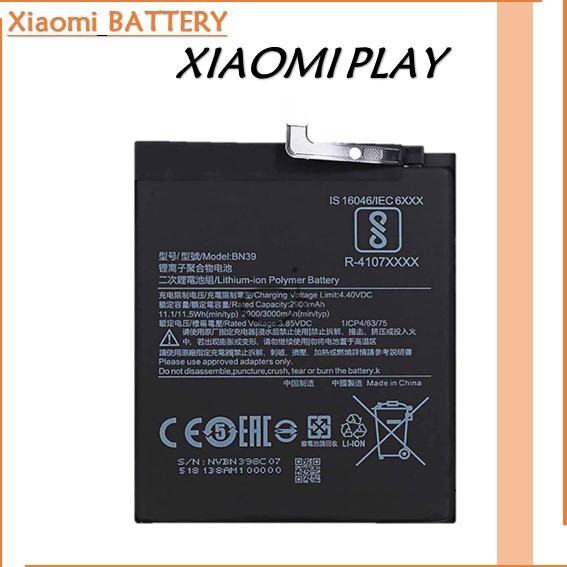Battery for XIAOMI PLAY MODEL CODE :BN39 High Quality Battery Bateri ...