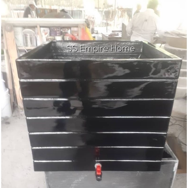 RUDI PB6 80x80x70cm Water Pond with Drainage Pipe Fiberglass Fence ...
